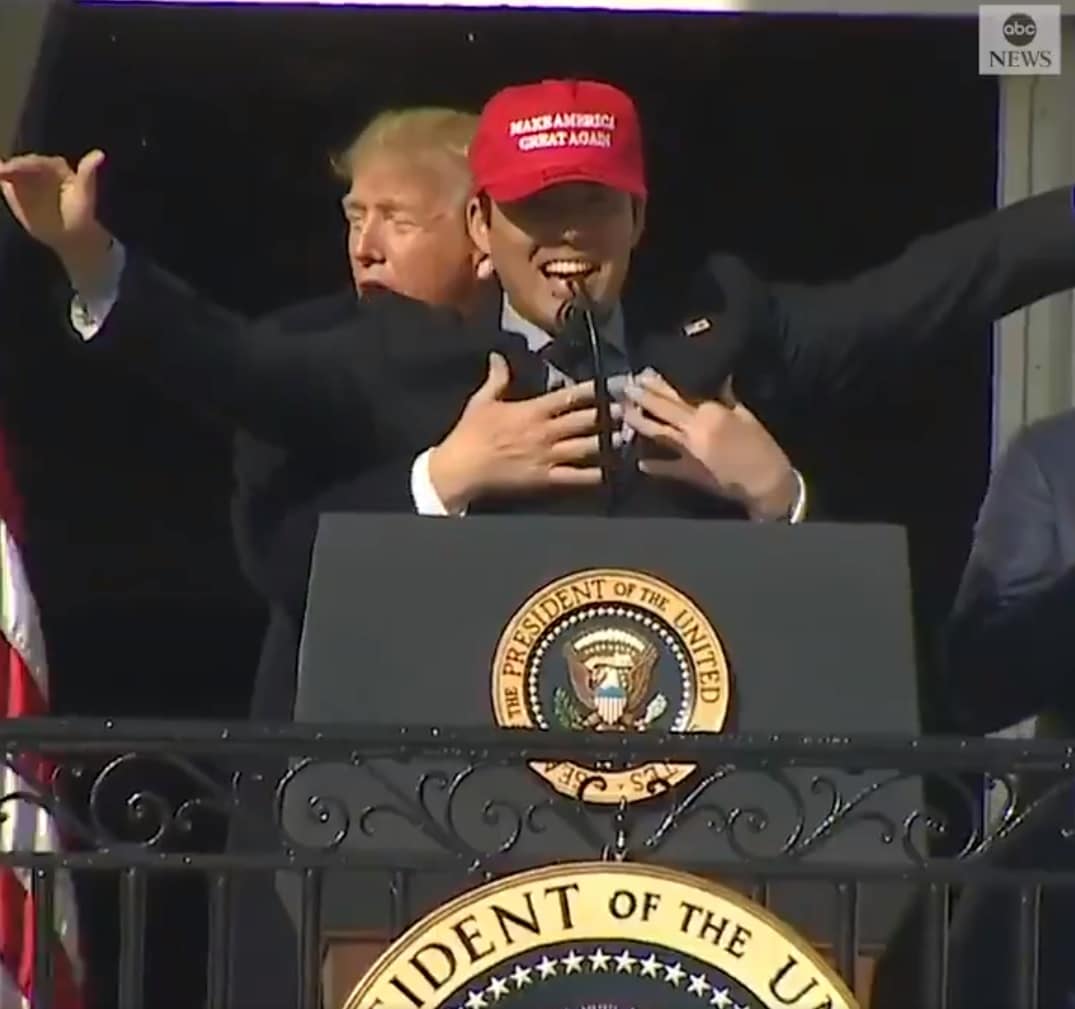 Kurt Suzuki Dons MAGA Hat, Gets Hug from President Trump - Crossing Broad