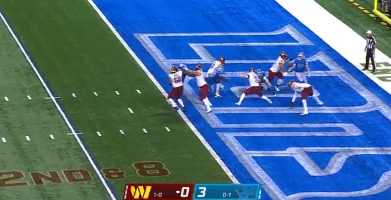 Carson Wentz Fumbling Out of the Back of the End Zone - Crossing Broad