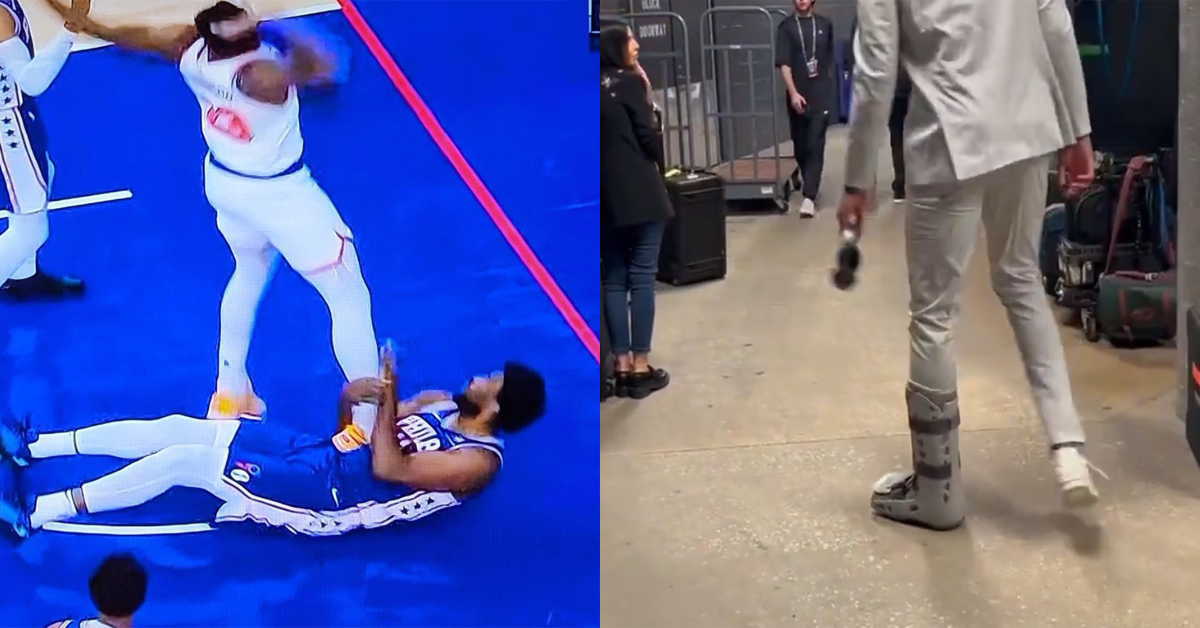 Mitchell Robinson Leaves Stadium in Boot On Opposite Foot Knicks Fans ...