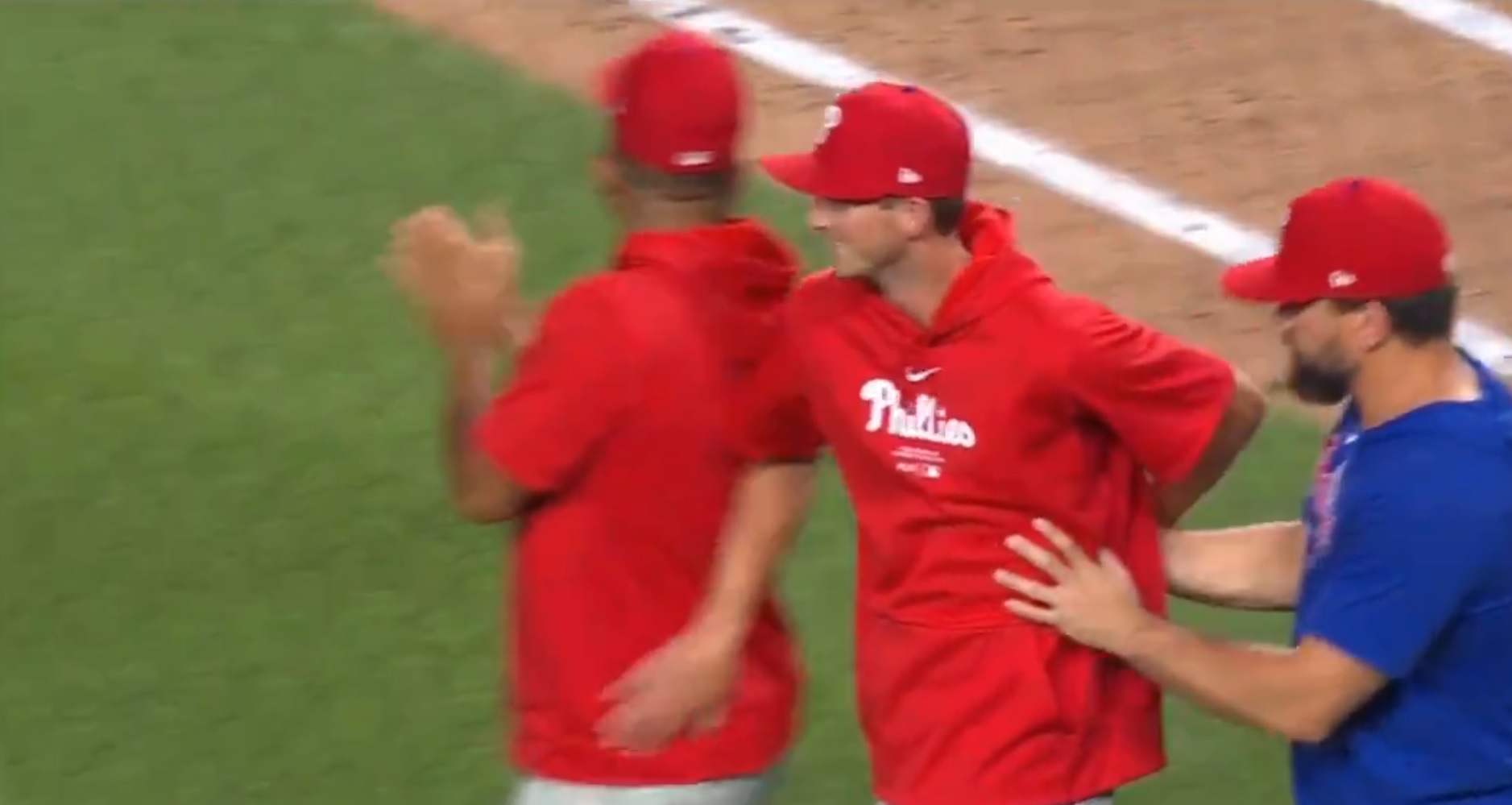 Michael Mercado at the Front of the Handshake Line After First MLB Win ...