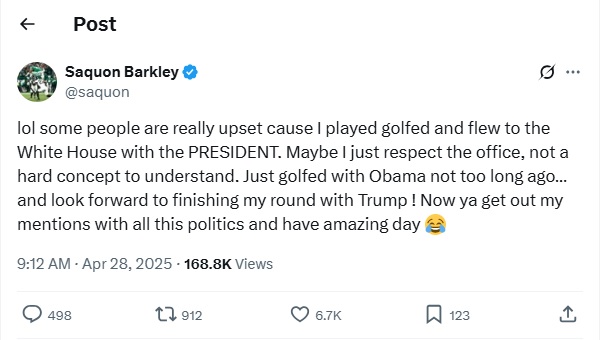 Saquon Barkley Responds to Criticism of Donald Trump Hangout - Crossing ...