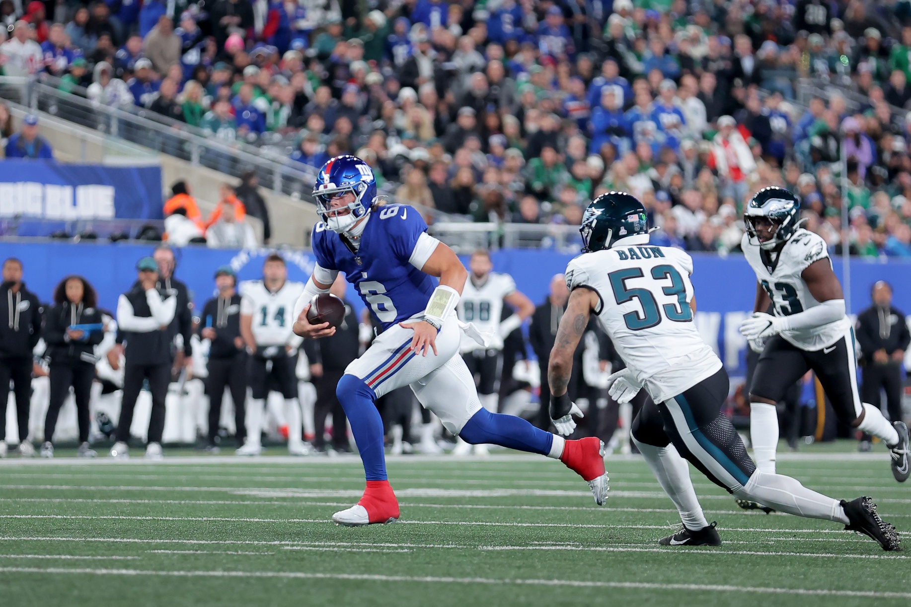 I Guess Jaxson Dart Can Just Launch Himself Headfirst into a Defender ...