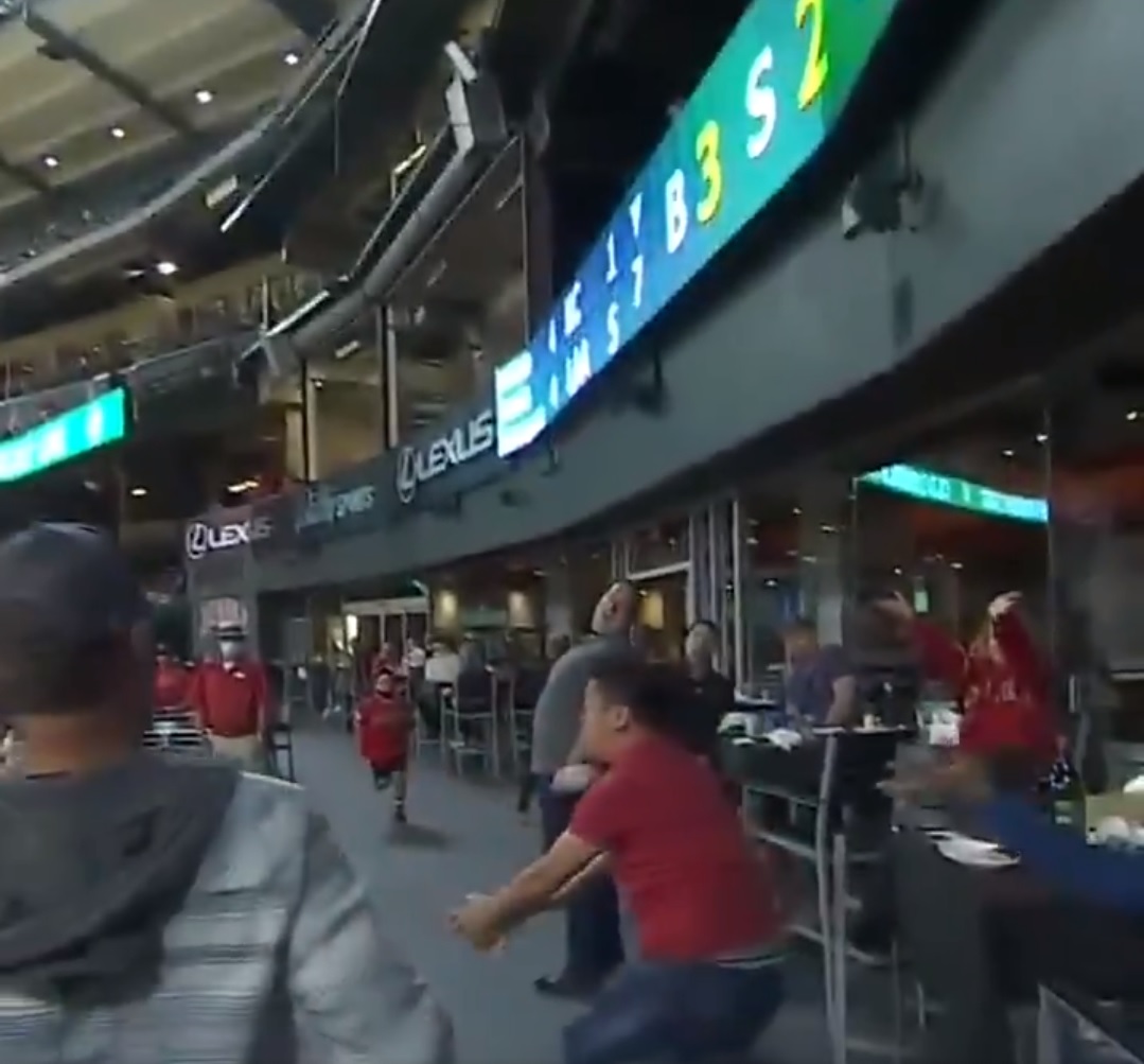 Angels Fan Catches Baseball to the Chin, Then Bangs His Head On Table ...